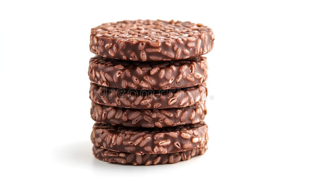 Stack of Six Chocolate Rice Cakes Isolated on White. Stock Photo ...