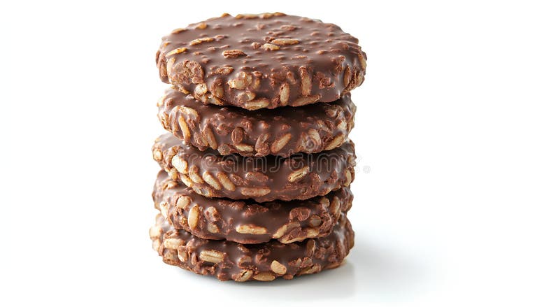 Stack of Six Chocolate Rice Cakes Isolated on White. Stock Photo ...