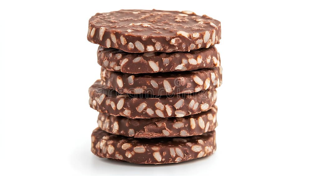 Stack of Six Chocolate Rice Cakes Isolated on White. Stock Photo ...