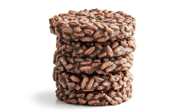 Stack of Six Chocolate Rice Cakes Isolated on White. Stock Photo ...