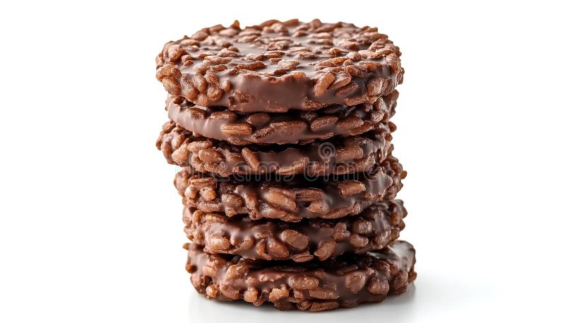 Stack of Six Chocolate Rice Cakes Isolated on White. Stock Image ...