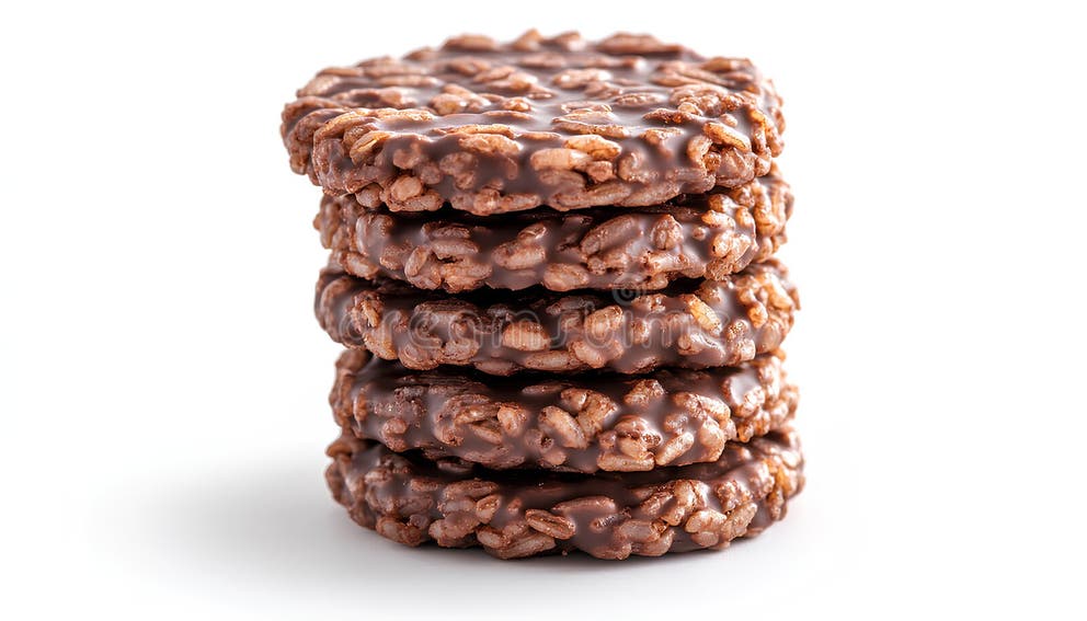 Stack of Six Chocolate Rice Cakes Isolated on White. Stock Photo ...