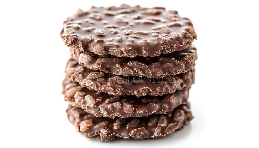 Stack of Six Chocolate Rice Cakes Isolated on White. Stock Image ...