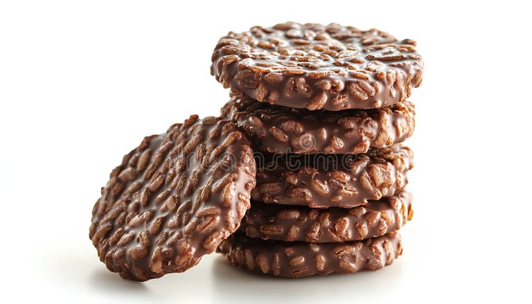 Stack of Six Chocolate Rice Cakes Isolated on White. Stock Photo ...