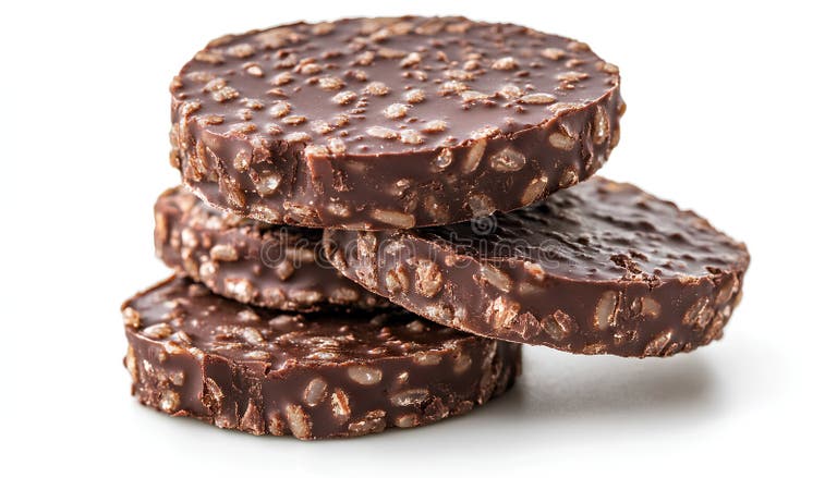 Stack of Six Chocolate Rice Cakes Isolated on White. Stock Image ...
