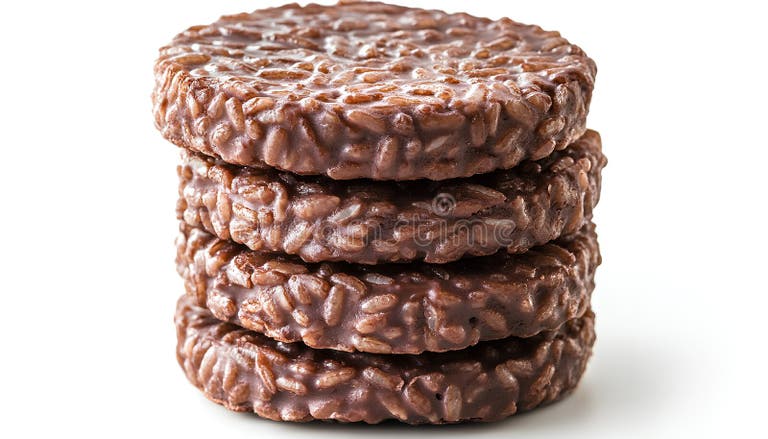 Stack of Six Chocolate Rice Cakes Isolated on White. Stock Image ...