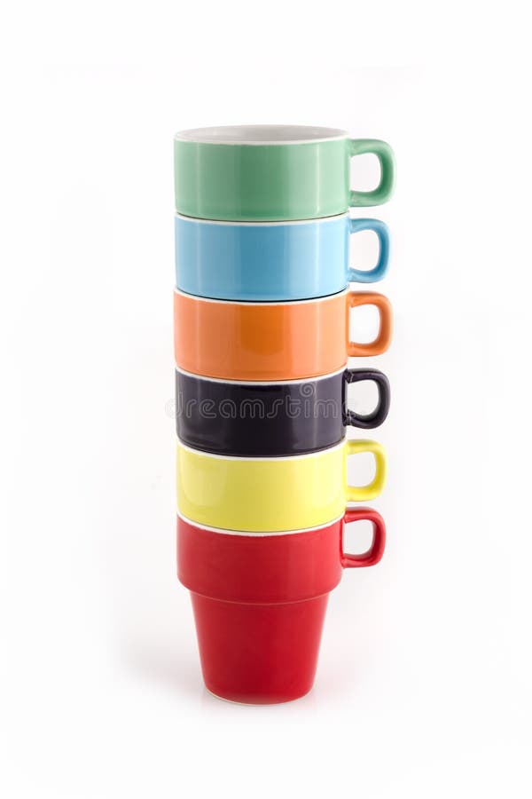 Stack of Six Colorful Cups. Stock Image - Image of stacking, stack ...