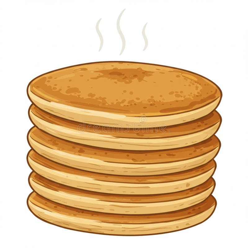 A Stack of Six Illustrated Pancakes with a Golden-brown Color ...