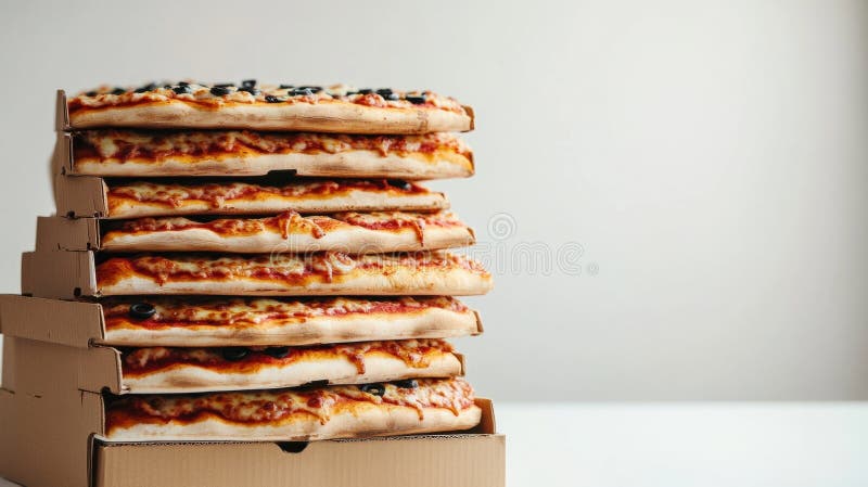 A Stack of Six Pizzas Sitting on Top of Each Other, AI Stock Photo ...