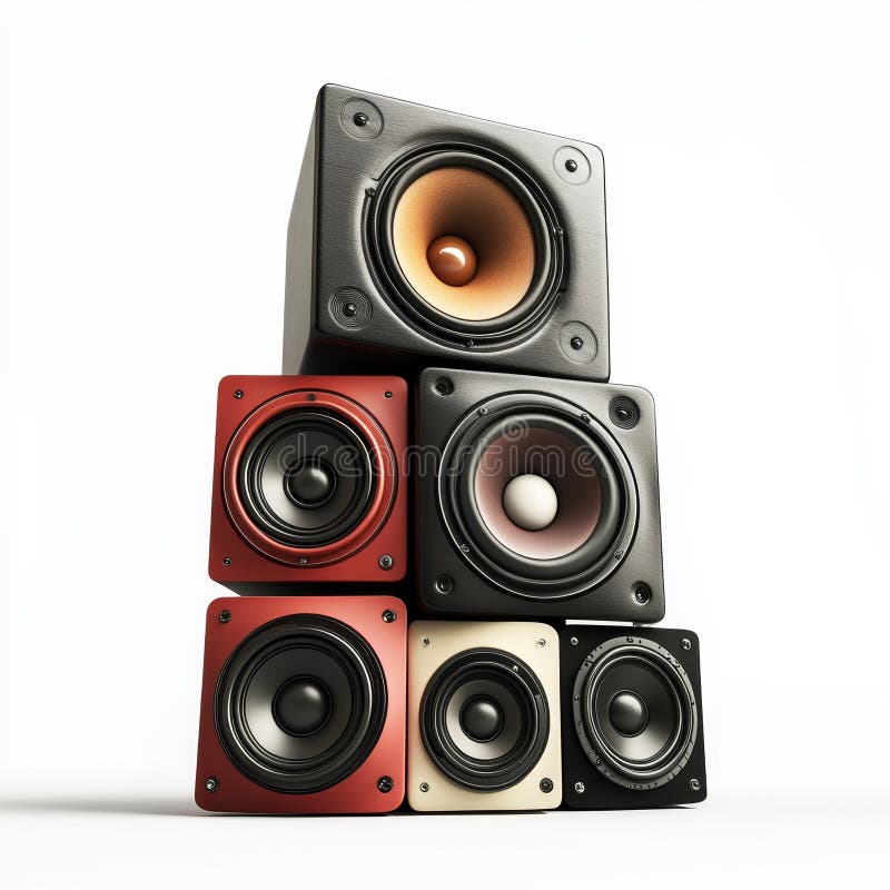 Colorful Stack of Speakers on White Background Stock Image - Image of ...