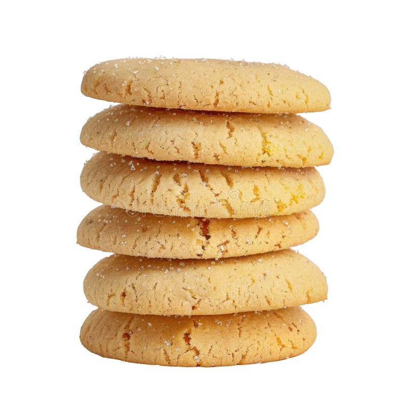 Stack of Six Sugary, Golden Brown Cookies Stock Image - Illustration of ...