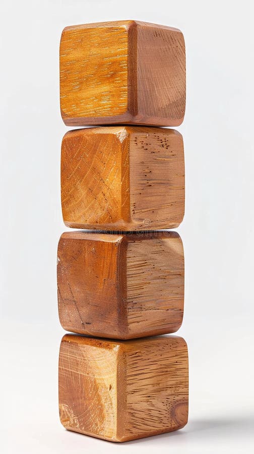 Six Wooden Blocks of Varying Sizes, with Unique Grain Patterns, Stand ...