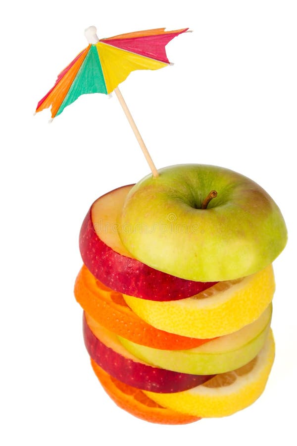 Stack of Sliced Fruit with Straw from Above Stock Image - Image of food ...