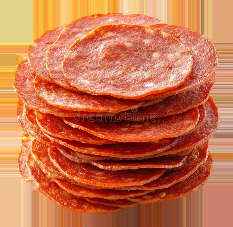 Stack of Sliced Pepperoni on Transparent Background, Food and Culinary ...