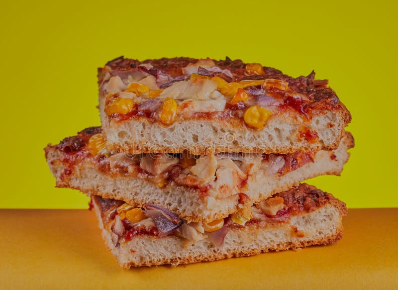 Stack of sliced pizza. stock image. Image of italion - 226116479
