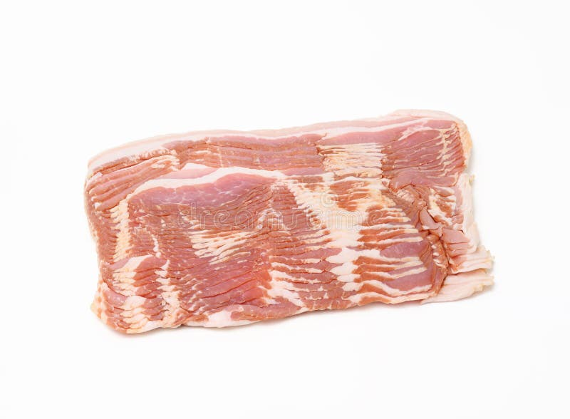 A Stack of Sliced Raw Bacon on a White Background Stock Image - Image ...