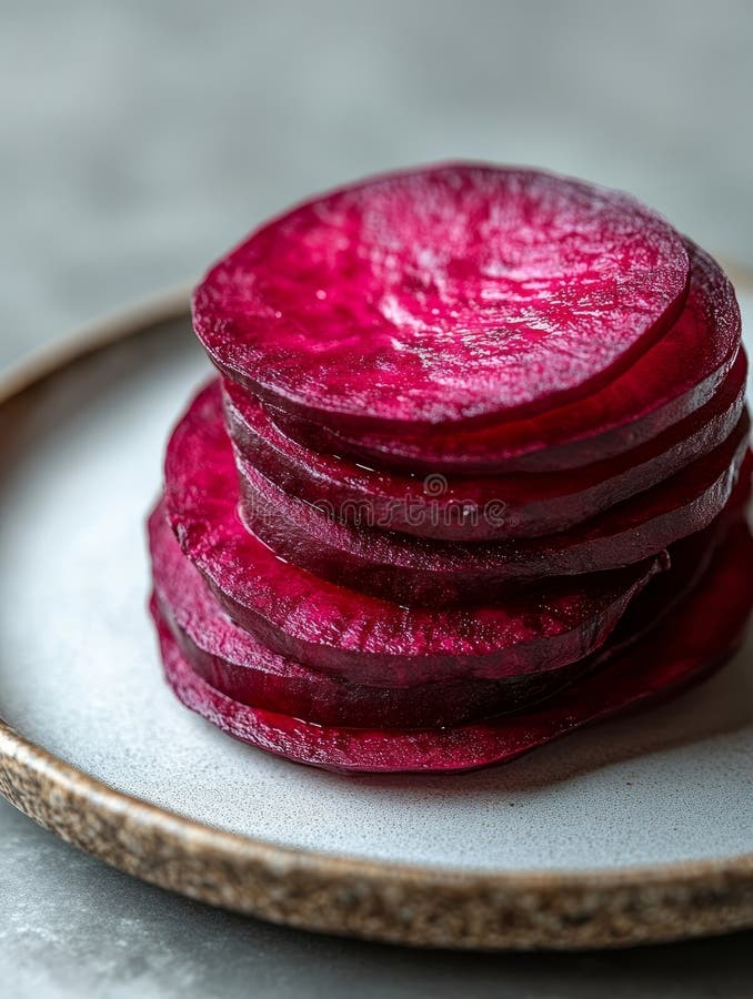 Stack Sliced Raw Beetroot Ceramic Plate Stock Photos - Free & Royalty ...