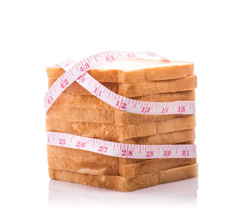 Stack of Slices Fresh White Bread White Measuring Tape Stock Image ...