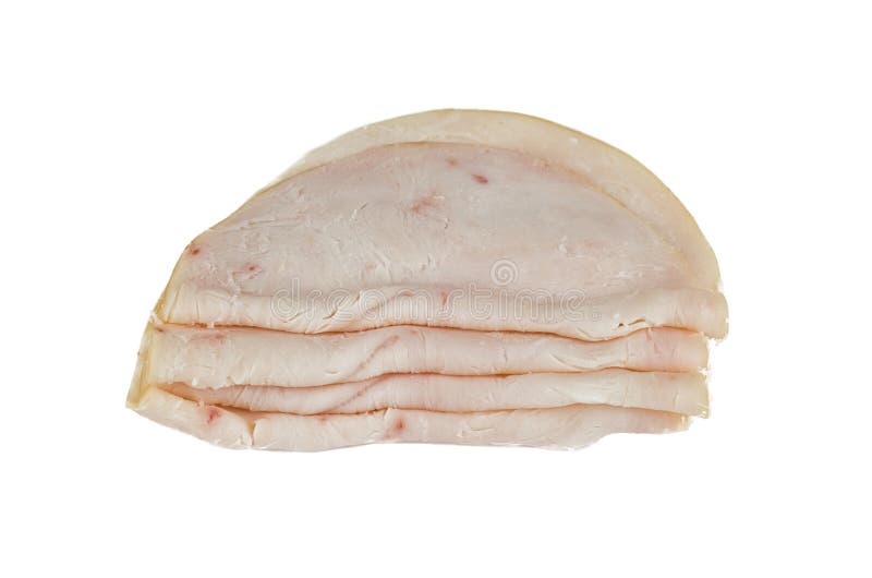 A Stack of Slices of Turkey Ham Isolated on White. Stock Photo - Image ...