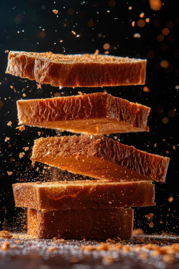 A Stack of Slices of Wheat Bread for Toast. Bread Cut into Square ...