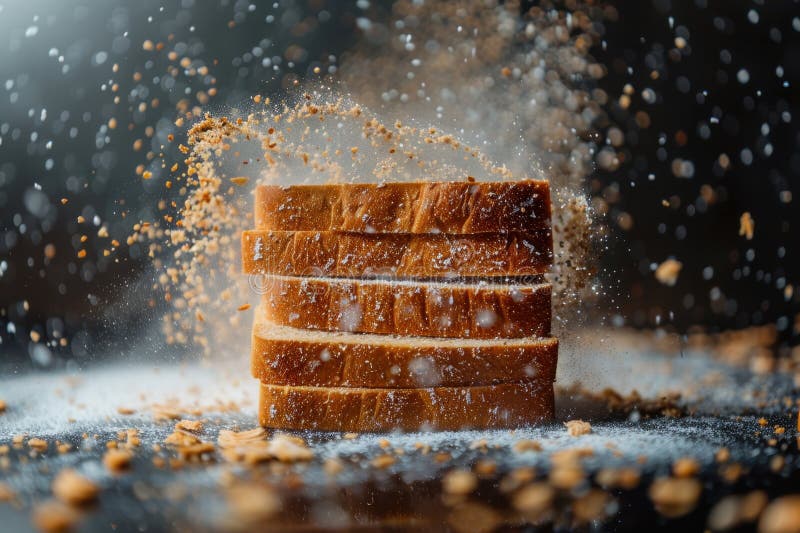 A Stack of Slices of Wheat Bread for Toast. Bread Cut into Square ...