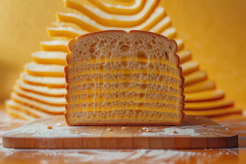 A Stack of Slices of Wheat Bread for Toast. Bread in Square Slices on ...