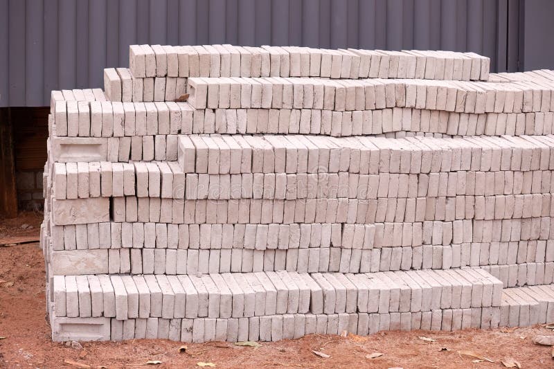 Stack of Small Concrete Bricks for Building Stock Photo - Image of ...