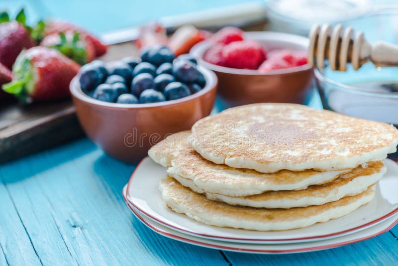 Stack of small pancakes stock photo. Image of traditional - 65306074