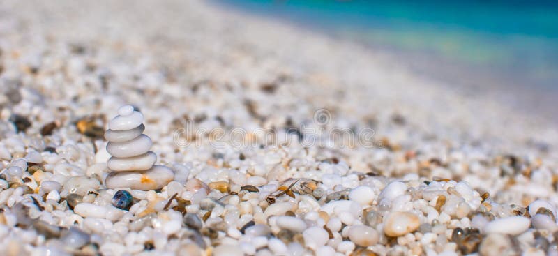 Stack of Small White Stones on Tropical Pebbles Stock Photo - Image of ...