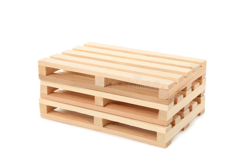 Stack of Small Wooden Pallets on White Background Stock Image - Image ...