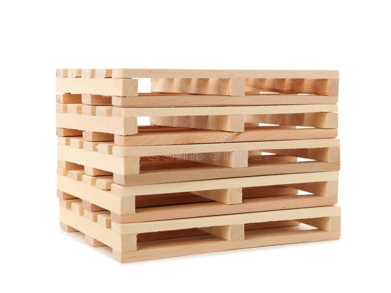 Stack of Small Wooden Pallets on White Background Stock Image - Image ...