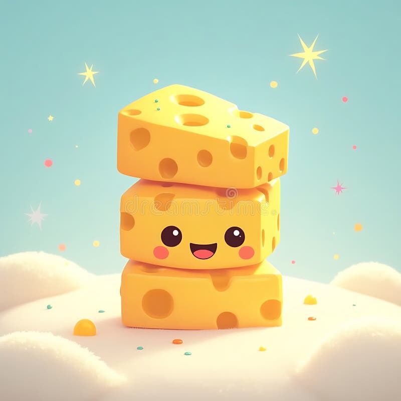 Happy Cheese Stack Cartoon Illustration Stock Illustration ...
