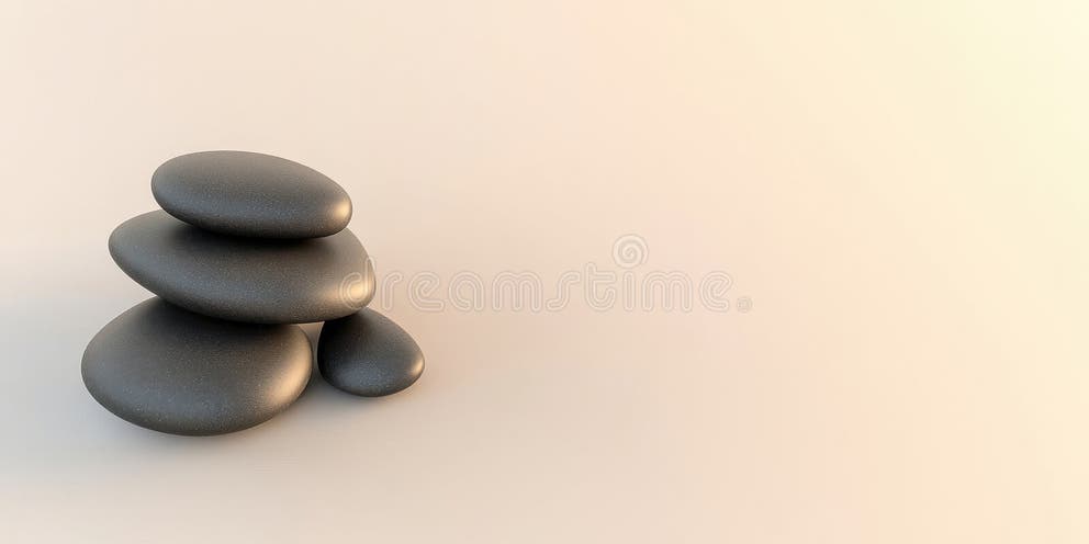 Stack of Smooth Black Stones for Meditation and Balance Concepts on Light Background Stock Image ...