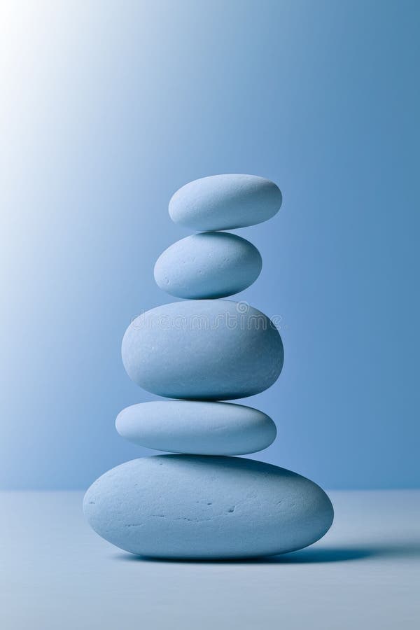 Stack of Smooth Blue Stones in Balanced Formation. AI-generated Stock ...