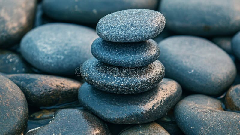 Stack of Smooth, Gray Stones with a Watery Sheen Stock Illustration ...