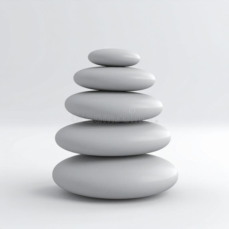 Stack of Smooth Grey Stones on White Background Stock Illustration ...