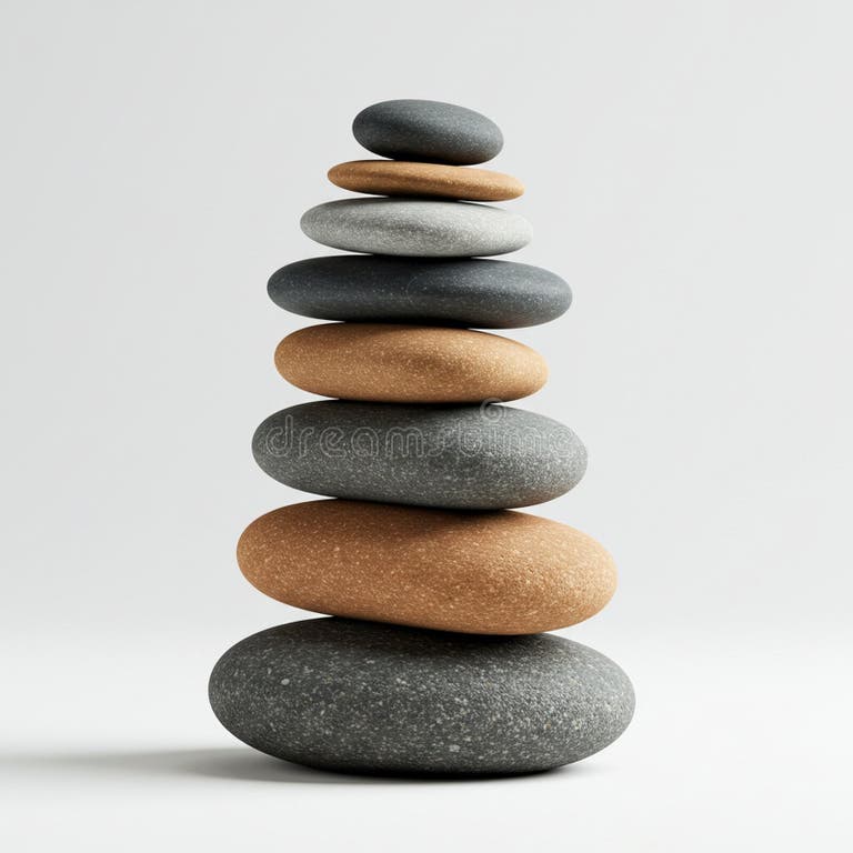 A Stack of Smooth, Oval-shaped Stones is Balanced Vertically. the ...