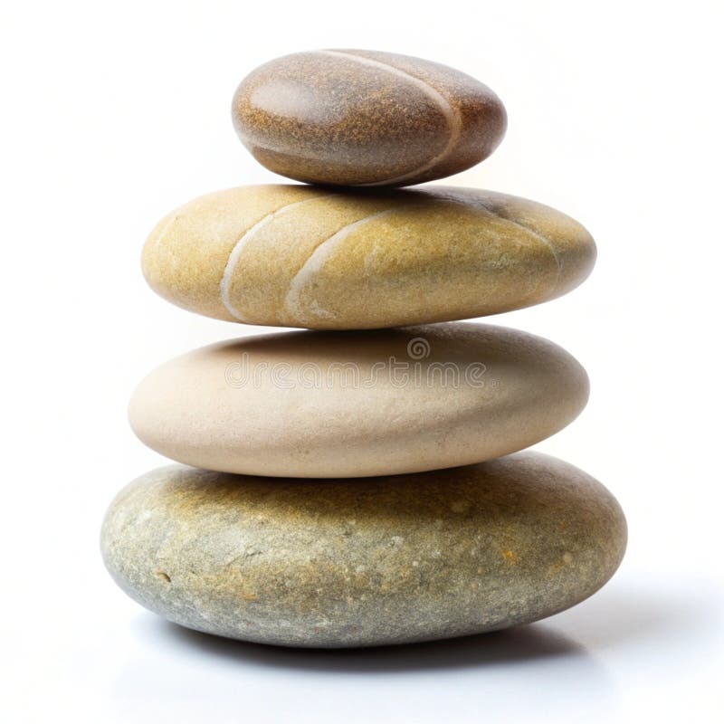 Smooth Pebble Stack Isolated White Background Stock Illustration ...