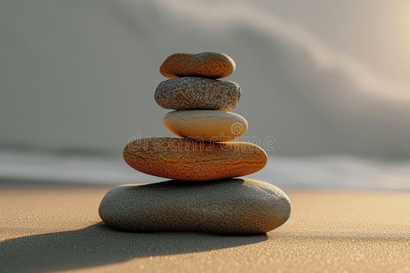 A Stack of Smooth Rocks Offers a Rustic and Calming Composition Stock ...