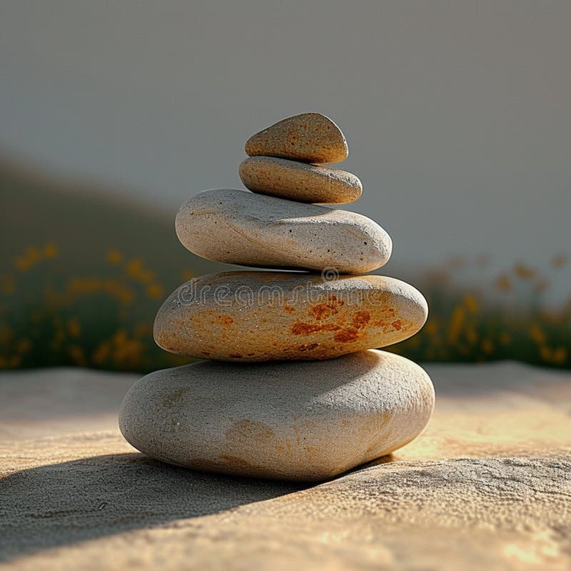 A Stack of Smooth Rocks Offers a Rustic and Calming Composition Stock ...