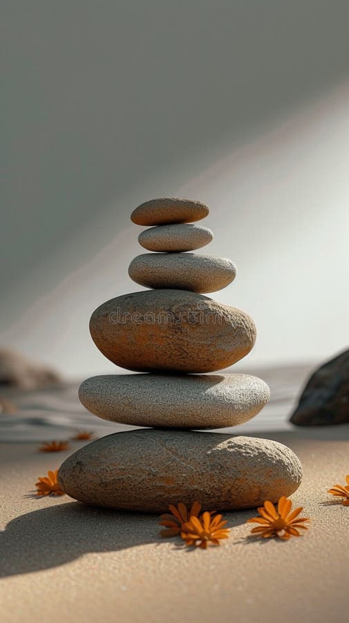 A Stack of Smooth Rocks Offers a Rustic and Calming Composition Stock ...