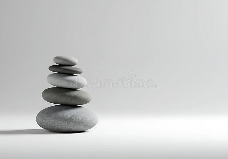 A Stack of Smooth, Rounded Stones Arranged Vertically on a White ...