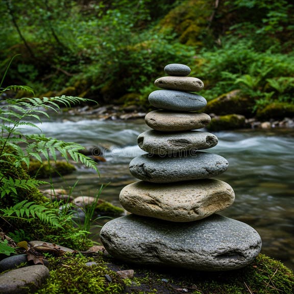 Stack of Smooth, Rounded Stones Balanced Atop Each Other, Forming a ...
