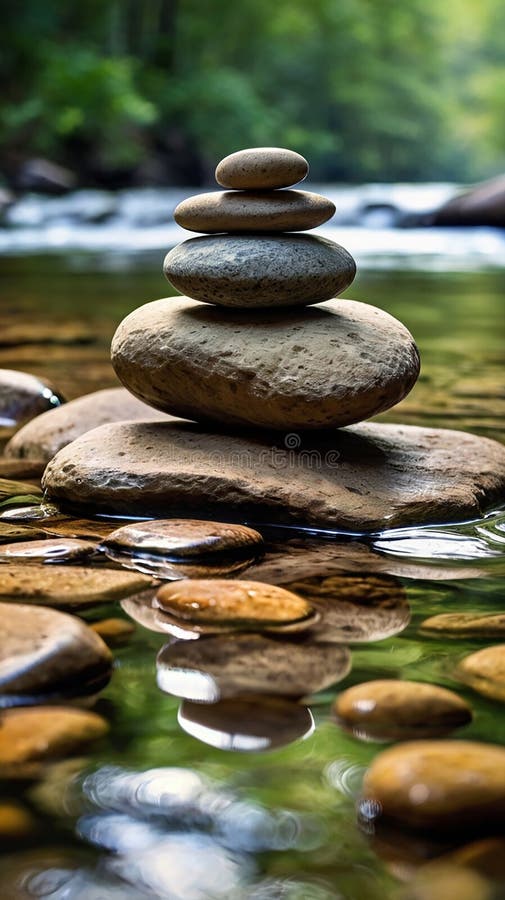 Stack of Smooth Rounded Stones Balancing on Top of Each Other Stock ...