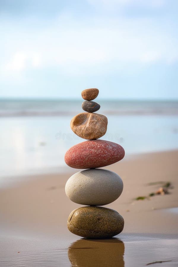 Stack of Smooth Stones Balanced in Harmony on a Beach Stock ...