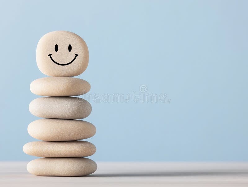 Stack of Smooth Stones Creates Happy Smiley Face. Simple Image for Work ...