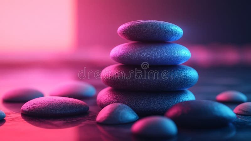 Stack of Smooth Stones in Soft Pink and Blue Lighting Stock Photo ...
