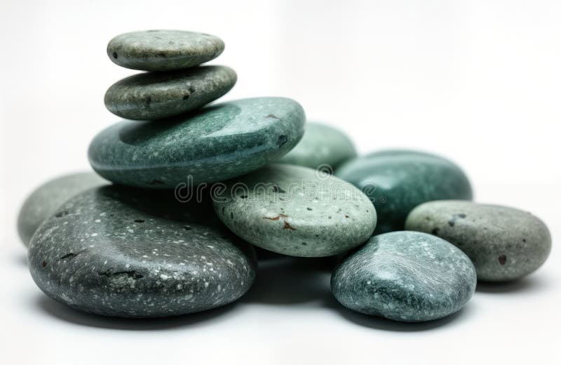 Stack of Smooth Teal-colored Stones. Stones Stacked in Natural Way ...