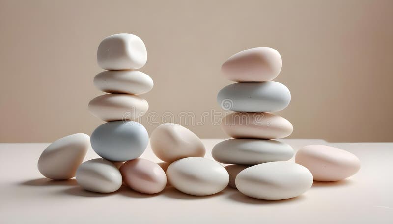 A Stack of Smooth, White Stones Balanced on a White Surface Stock ...