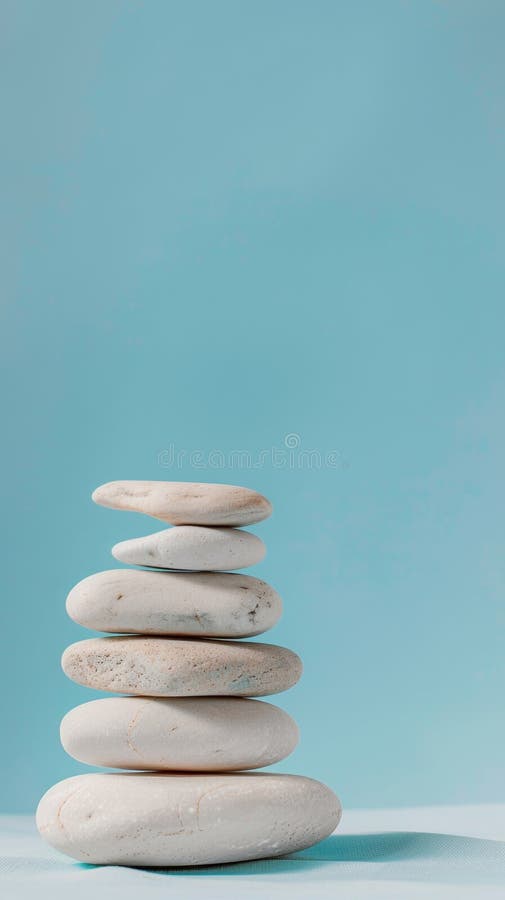 Stack of Smooth White Stones on a Blue Background Stock Photo - Image ...